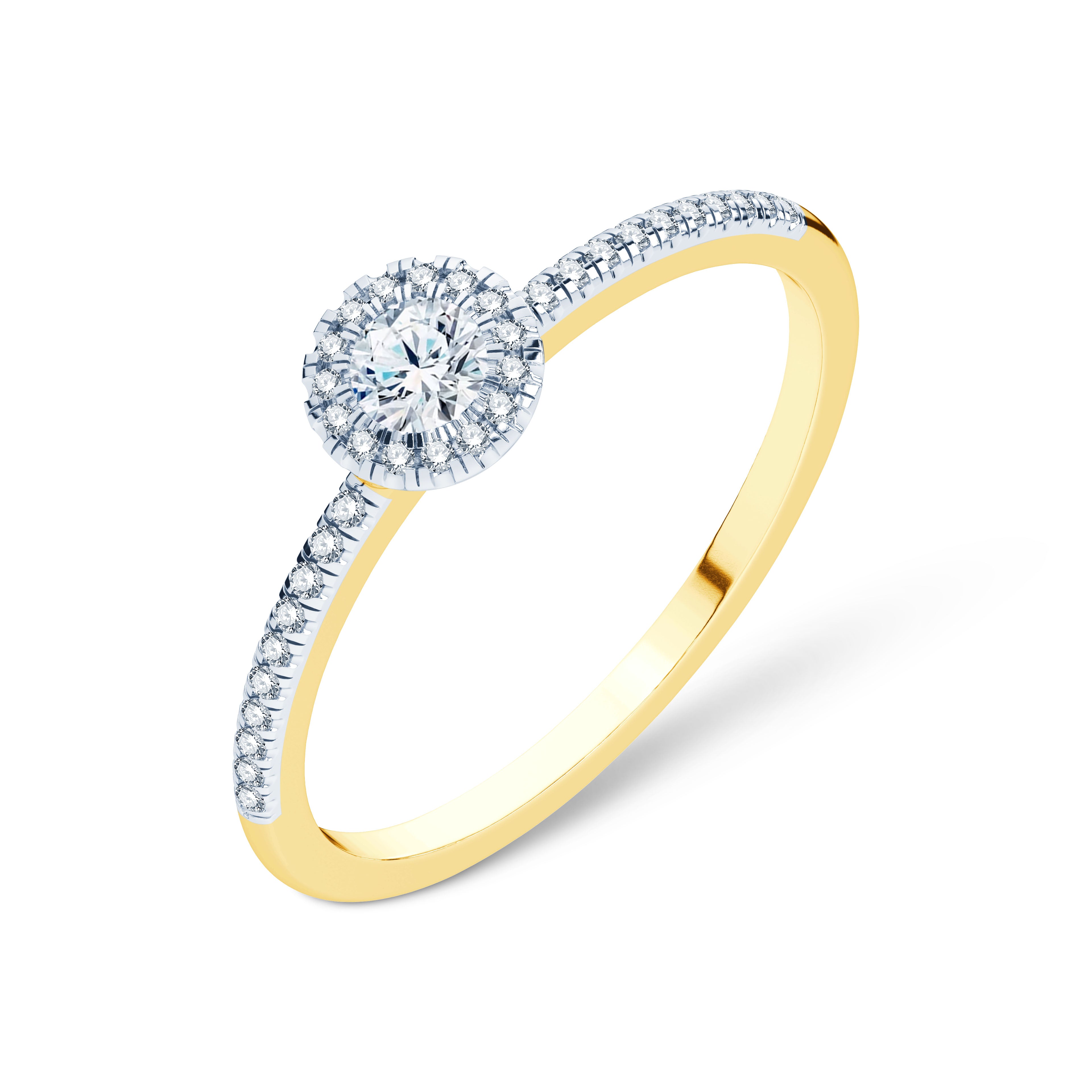 Geltono aukso žiedas su deimantais – Aukso Stilius